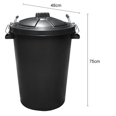 Black Dustbin with Clip Locking Lid Plastic Dustbin for Home Garden ...
