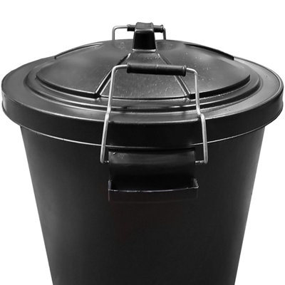 Black Dustbin with Clip Locking Lid Plastic Dustbin for Home Garden ...