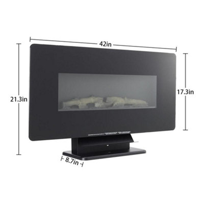 Black Electric Fire Freestanding or Wall Mounted Fireplace Heater 7 ...