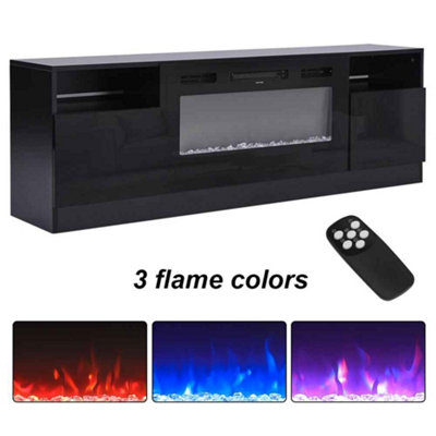 Black Electric Fire Suite with TV Stand - Modern Fireplace Unit