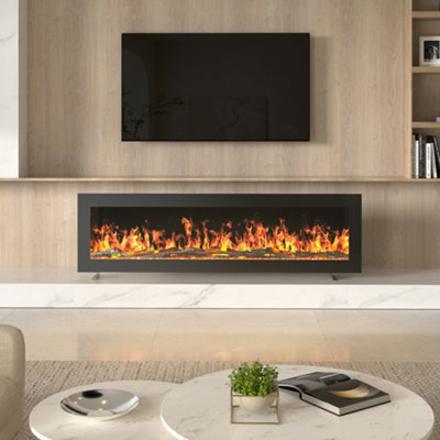 Black Electric Fire Wall Mounted or Freestanding Fireplace Heater 12 ...