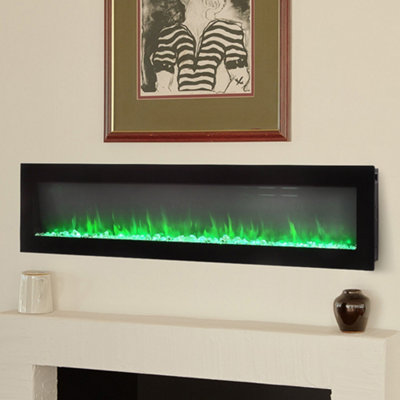 Black Electric Fire Wall Mounted or Freestanding Fireplace Heater 12 ...