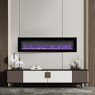 Black Electric Fire Wall Mounted or Freestanding Fireplace Heater 12 ...