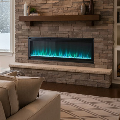 Black Electric Fire Wall-Mounted Wall Insert Fireplace, 40 Inch with ...