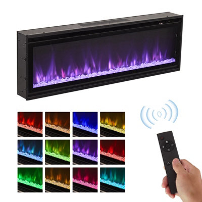 Black Electric Fire Wall-Mounted Wall Insert Fireplace, 40 Inch with ...