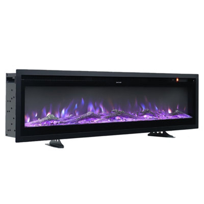 Black Electric Fire Wall Mounted Wall Inset or Freestanding Fireplace ...