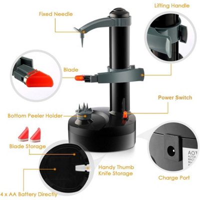 Black Electric Peeler Automatic Apple Express Rotating Peeling Machine Tool