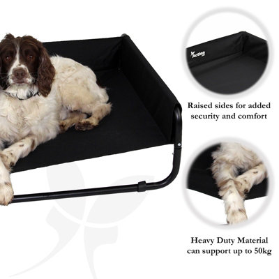 Black Elevated Mesh Pet Bed With Sides Large