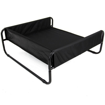 Black Elevated Mesh Pet Bed With Sides Large