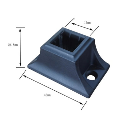 Black Flat Fixing Plate for 12mm Square Spindles