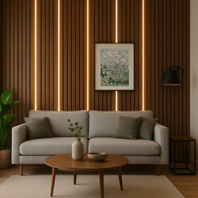 Black flexible, cuttable LED light strip for wood slat wall panels ...