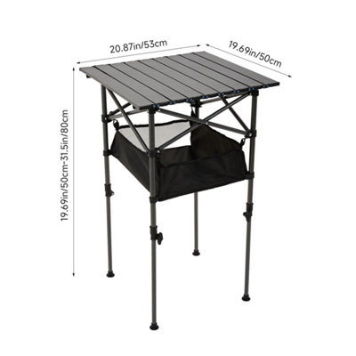 Black Foldable Adjustable Camping Table Portable Outdoor Picnic Table ...