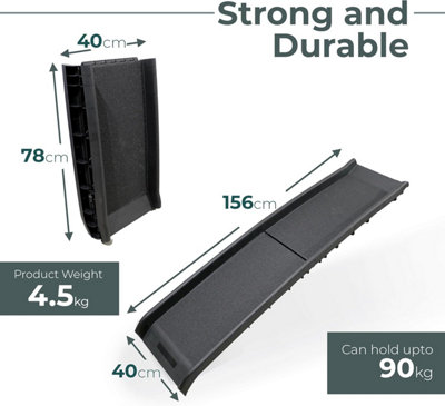 Black Foldable Pet Ramp, Lightweight Antislip Plastic Dog Car Ramp ...