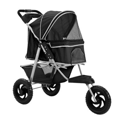 Black Foldable Pet Stroller for Cats and Dogs