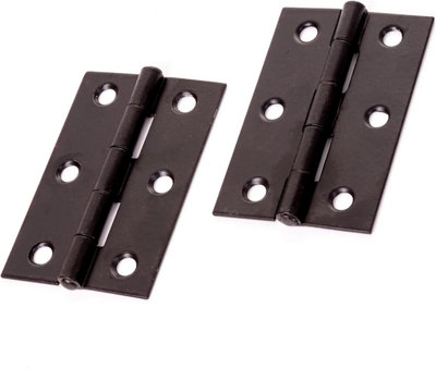 Black Folding Butt Hinges 3" Heavy Duty Mild Steel Internal & External ...