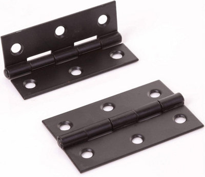 Black Folding Butt Hinges 3" Heavy Duty Mild Steel Internal & External ...
