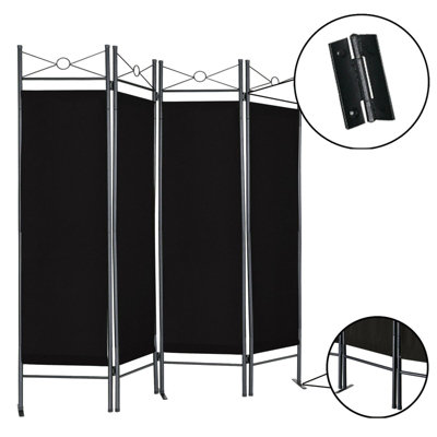 Black Folding Room Divider Paravent Wall Partition Privacy Screen Separator