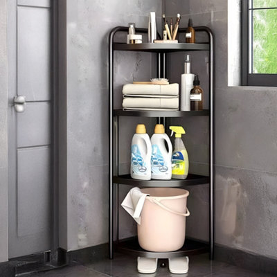 Black Four-tier, No-assembly Required Corner Storage Rack for Kitchen ...