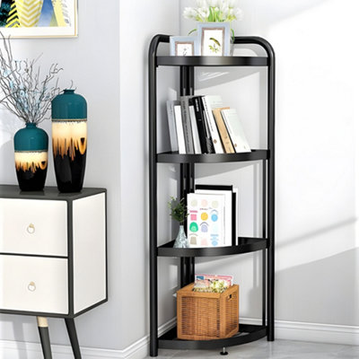 Black Four-tier, No-assembly Required Corner Storage Rack for Kitchen ...