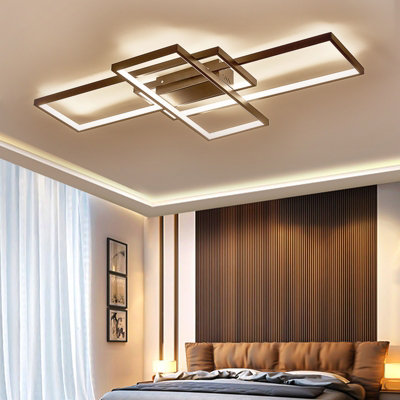 Black Frame Modern Rectangular Aluminum LED Semi Flush Ceiling Light ...