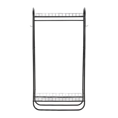 Black Freestanding Metal Clothes Rack with Hooks