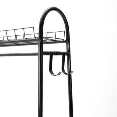 Black Freestanding Metal Clothes Rack with Hooks