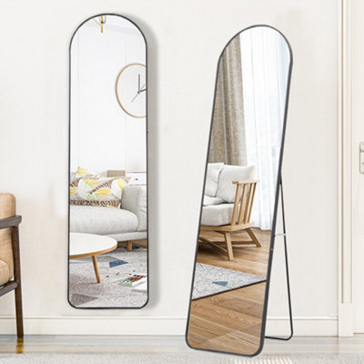 Black Freestanding or Wall Mounted Arched Full Length Framed Mirror ...