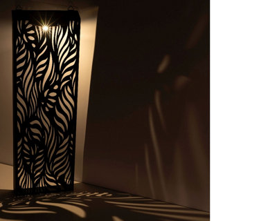 Black Garden Wall Art Solar Light Panel Light Up Garden Wall Decoration ...