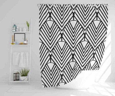 Black Geometric Shower Curtain Default Title Diy At Bandq