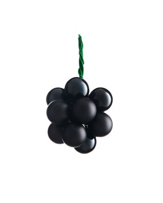 Black Glass Berry Cluster Christmas Baubles, 10 Pack
