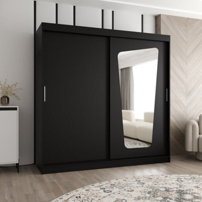 Black Gloss Wardrobe 200cm - Premium Storage for Renovated Interiors