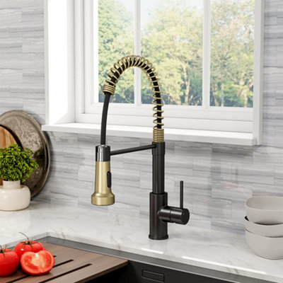 Black Gold Commercial Swivel Pull out Kitchen Tap Mixer Tap Faucet