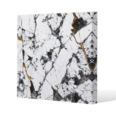 Black & Gold Marble (Canvas Print) / 61 x 61 x 4cm | DIY at B&Q