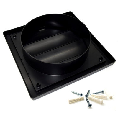 Black Gravity Grille 150 mm / 6" External Ducting Air Vent with Round ...