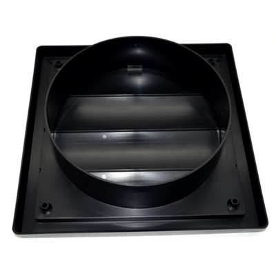 Black Gravity Grille 150 mm / 6" External Ducting Air Vent with Round ...