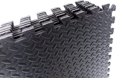 Black Gym Flooring Puzzle Mat Interlocking EVA Floor Tiles Non slip ...