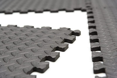 Black Gym Flooring Puzzle Mat Interlocking EVA Floor Tiles Non slip ...