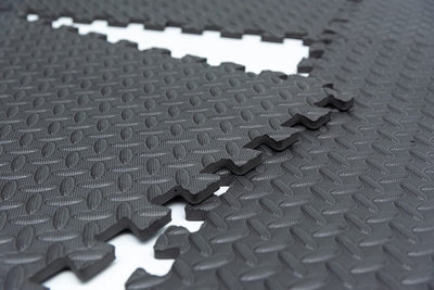 Black Gym Flooring Puzzle Mat Interlocking EVA Floor Tiles Non slip ...