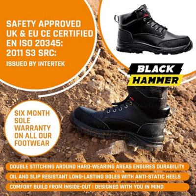 Black Hammer 7700 Mens Safety Boots Steel Toe Cap S3 SRC Work Shoes ...