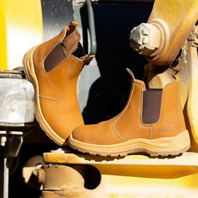 Black Hammer Alex Mens Slip On Safety Boots Chelsea Work Shoes Brown ...