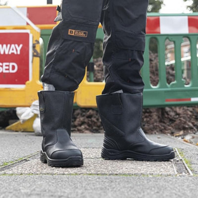 Black Hammer Iron Safety Boots Rigger Steel Toe Cap Boots Working Ankle ...