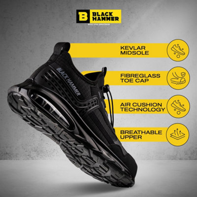 Black Hammer Zero Lightweight Safety Trainers for Men Air Bubble ...