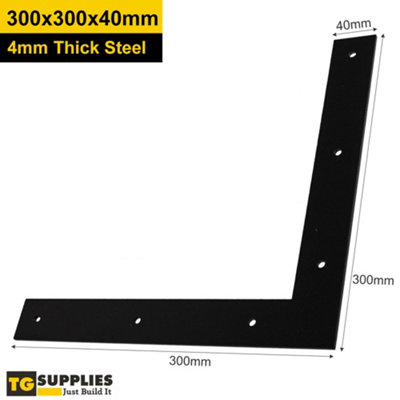 Black Heavy Duty Flat Corner Bracket L-Shaped Angle Repair Corner ...