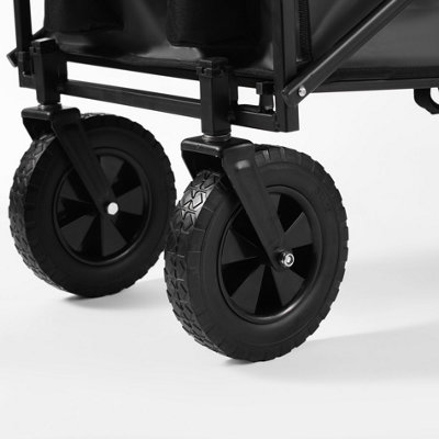 Black Heavy Duty Foldable Garden Festival Trolley Camping Folding Cart ...