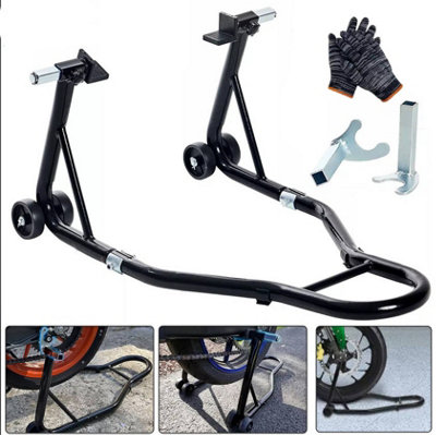 Black Heavy Duty Rear Motorcycle Paddock Stand for Bike Maintenance ...