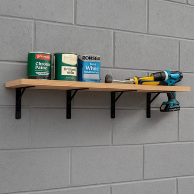 Black Heavy Duty Shelf Brackets PAIR 500x330x30x4mm with Reinforcing ...