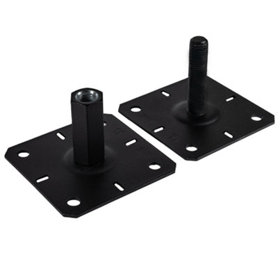 Black Height Adjustable Bolt Down Post Support Support - Adjustable ...