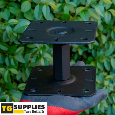 Black Height Adjustable Bolt Down Post Support Support - Adjustable ...