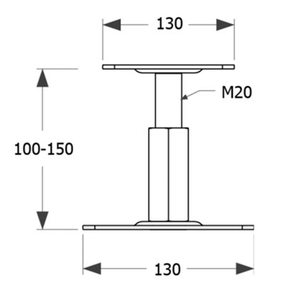 Black Height Adjustable Bolt Down Post Support Support - Adjustable ...