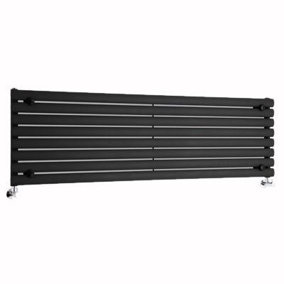 Black Horizontal Single Panel Radiator 472mm x 1600mm